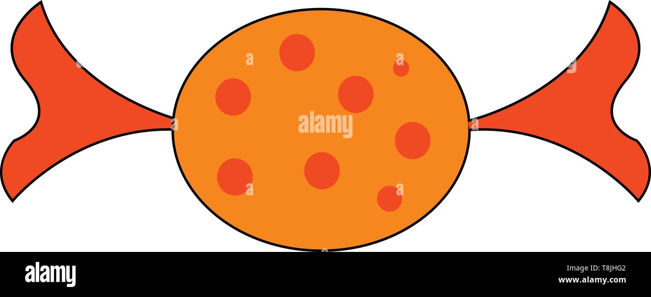 Drawing of a yellow candy with orange dots on the wrapper., vector ...