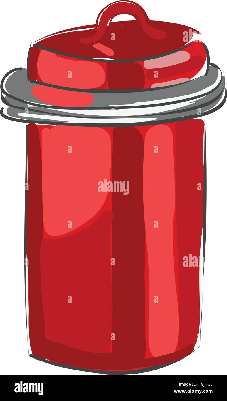 A closed red trash bin, vector, color drawing or illustration Stock ...