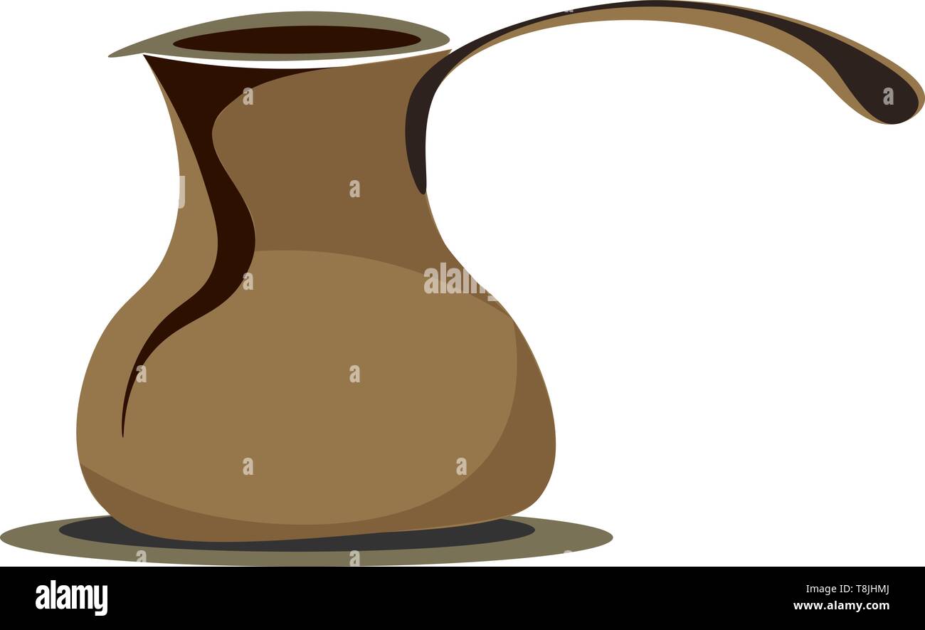 A brown coffee pot with handle, vector, color drawing or illustration ...