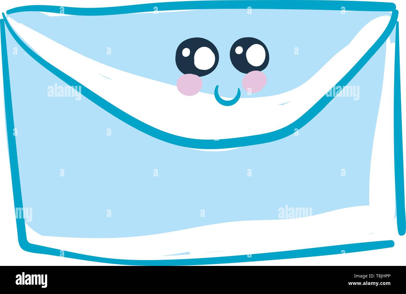 A blue envelope with a smiling face on its lid. Rectangular in shape ...