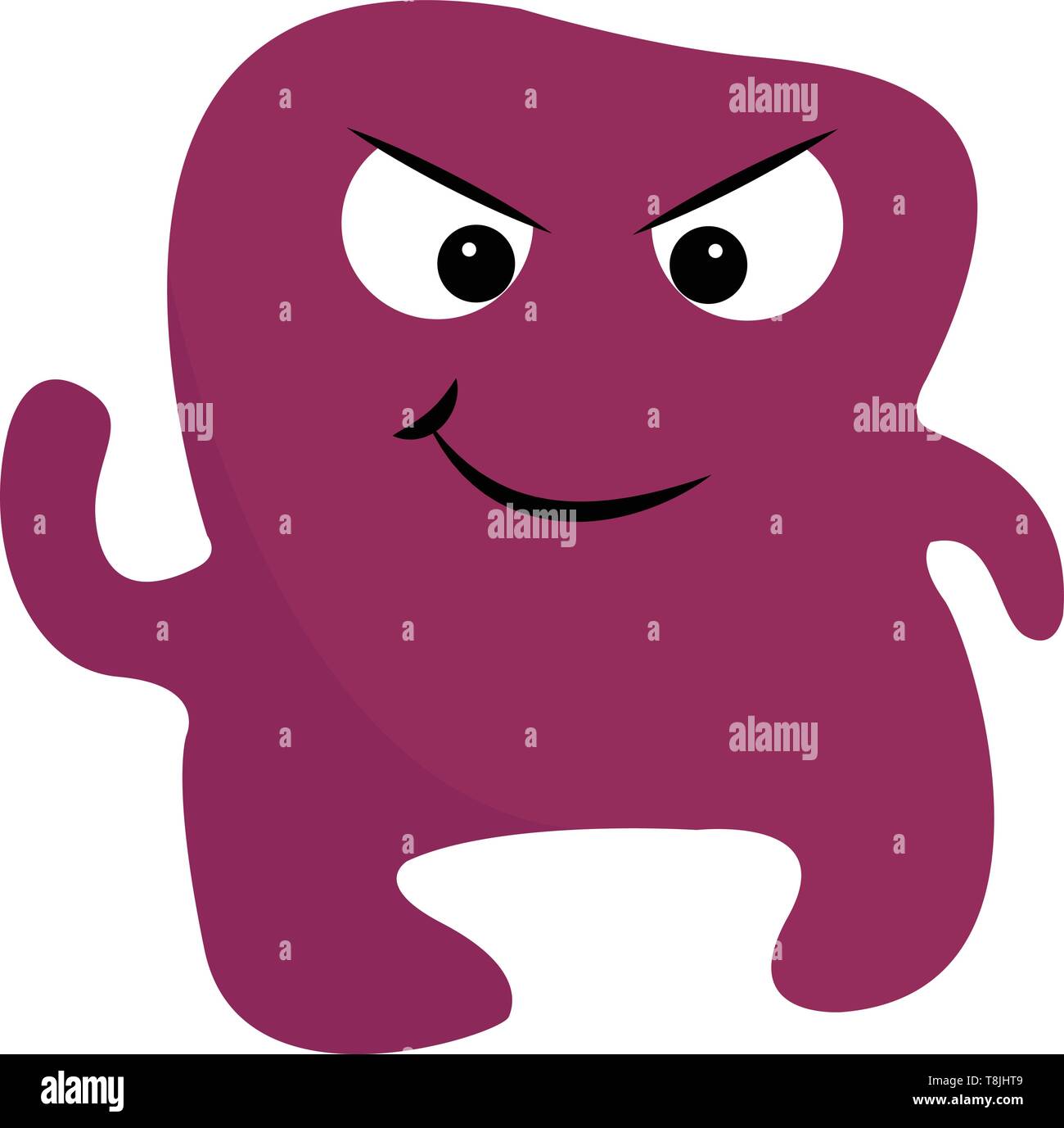 An angry purple monster with arms and legs and its eyes shows that he ...