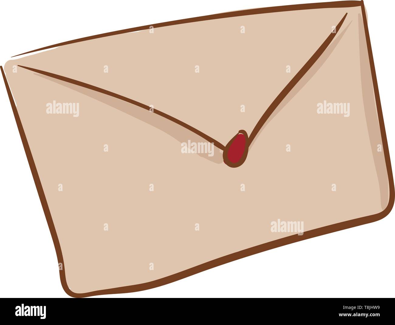 A cartoon of a closed envelope with a red seal, vector, color drawing ...