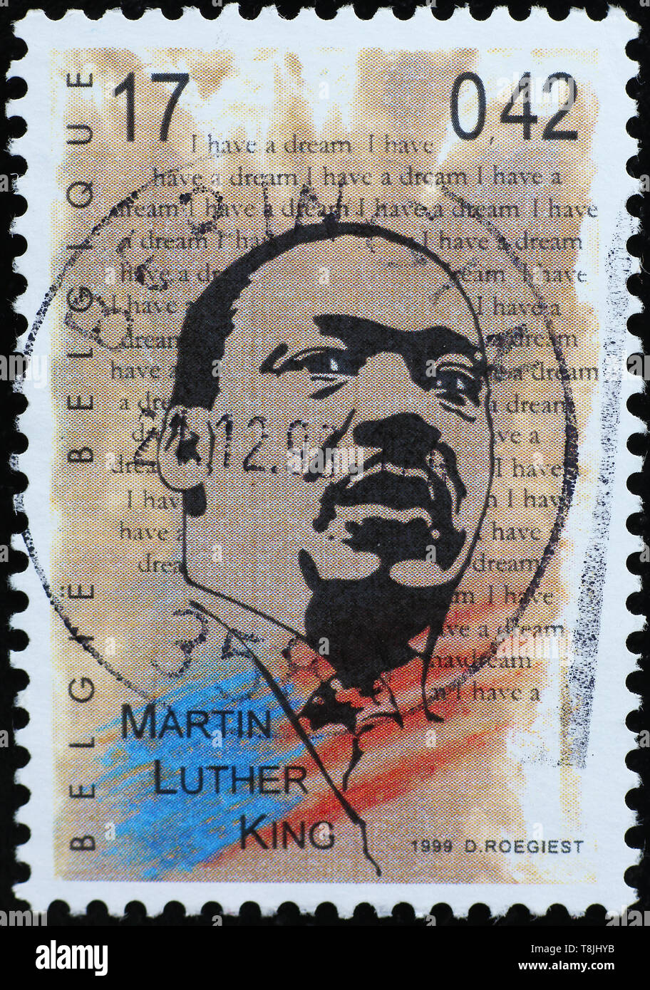 Portrait of Martin Luther King Jr. on belgian stamp Stock Photo - Alamy
