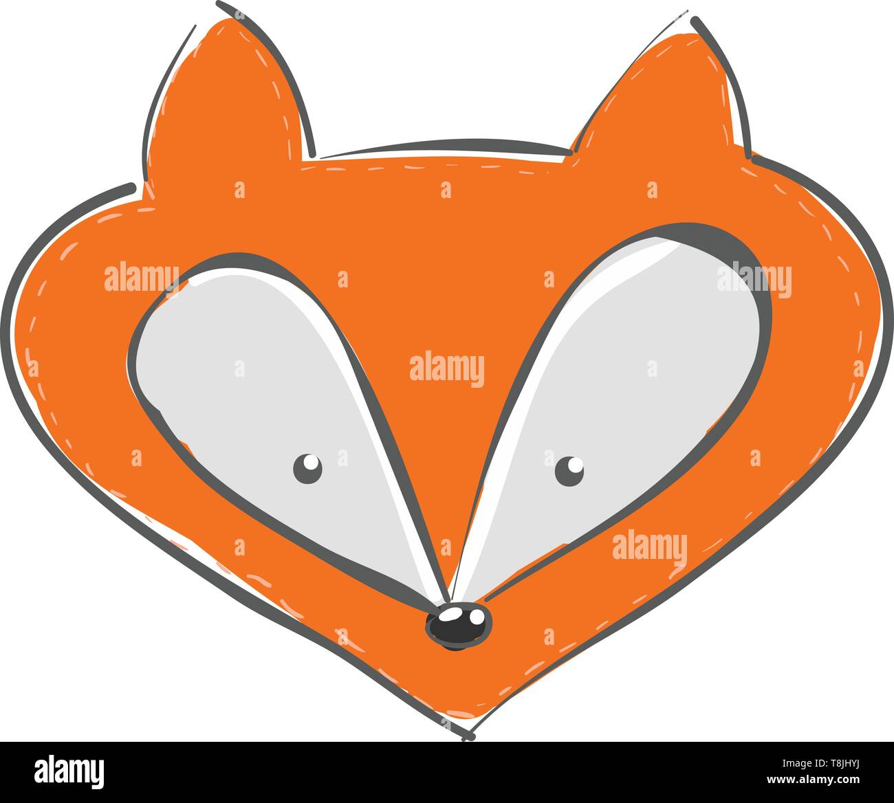 An orange fox with large white eyes and small ears, vector, color ...