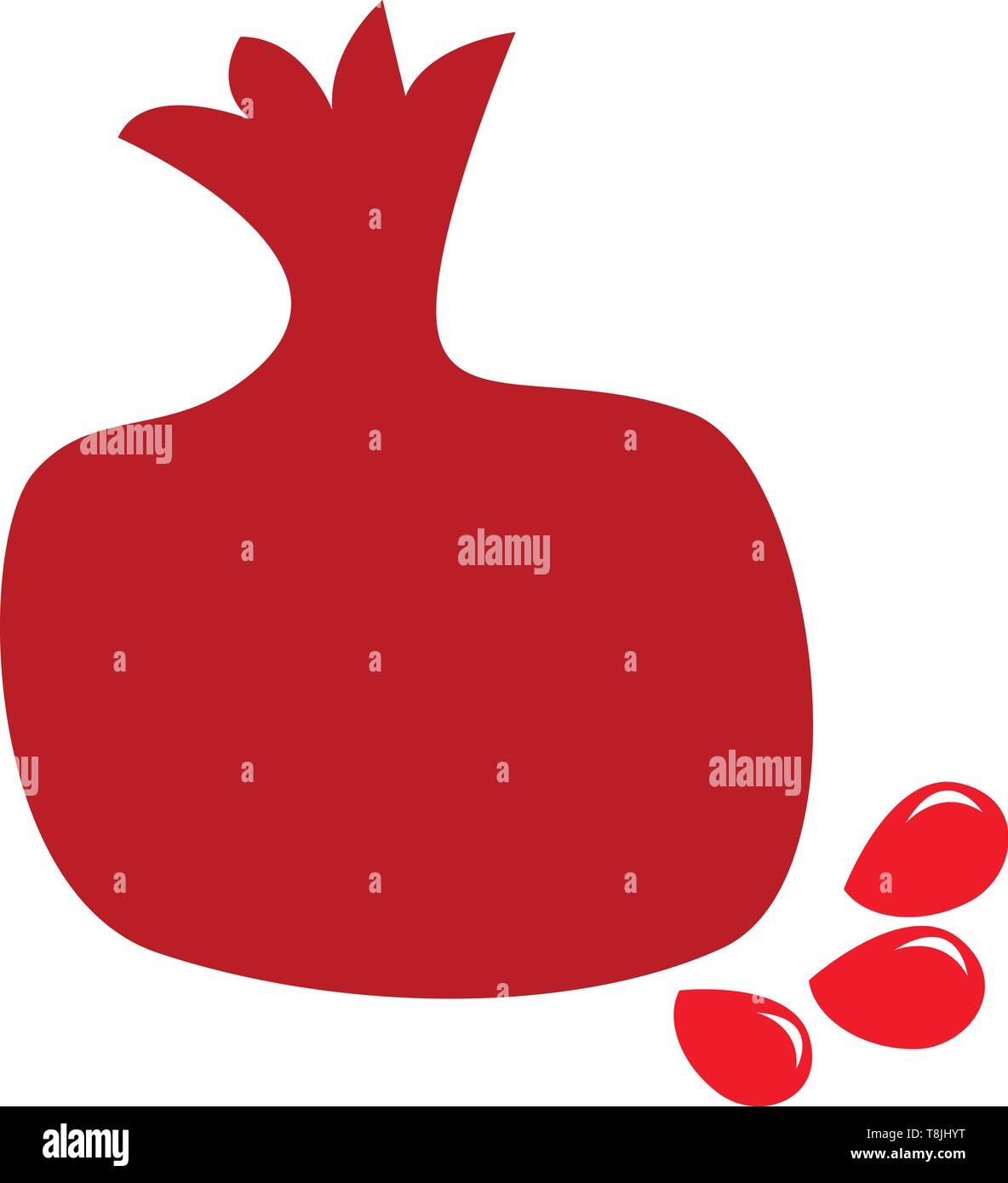 A red plant with three red seeds beside it, vector, color drawing or ...