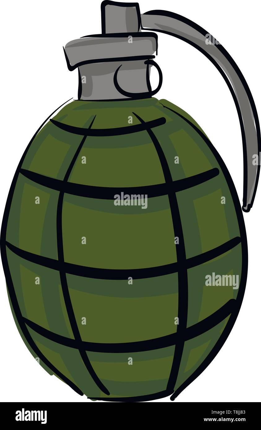 A green grenade with pin, vector, color drawing or illustration Stock ...