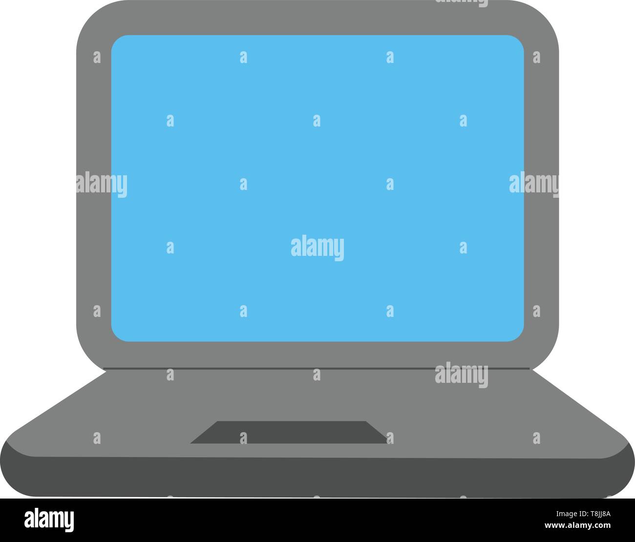 A gray laptop with blue screen, vector, color drawing or illustration ...