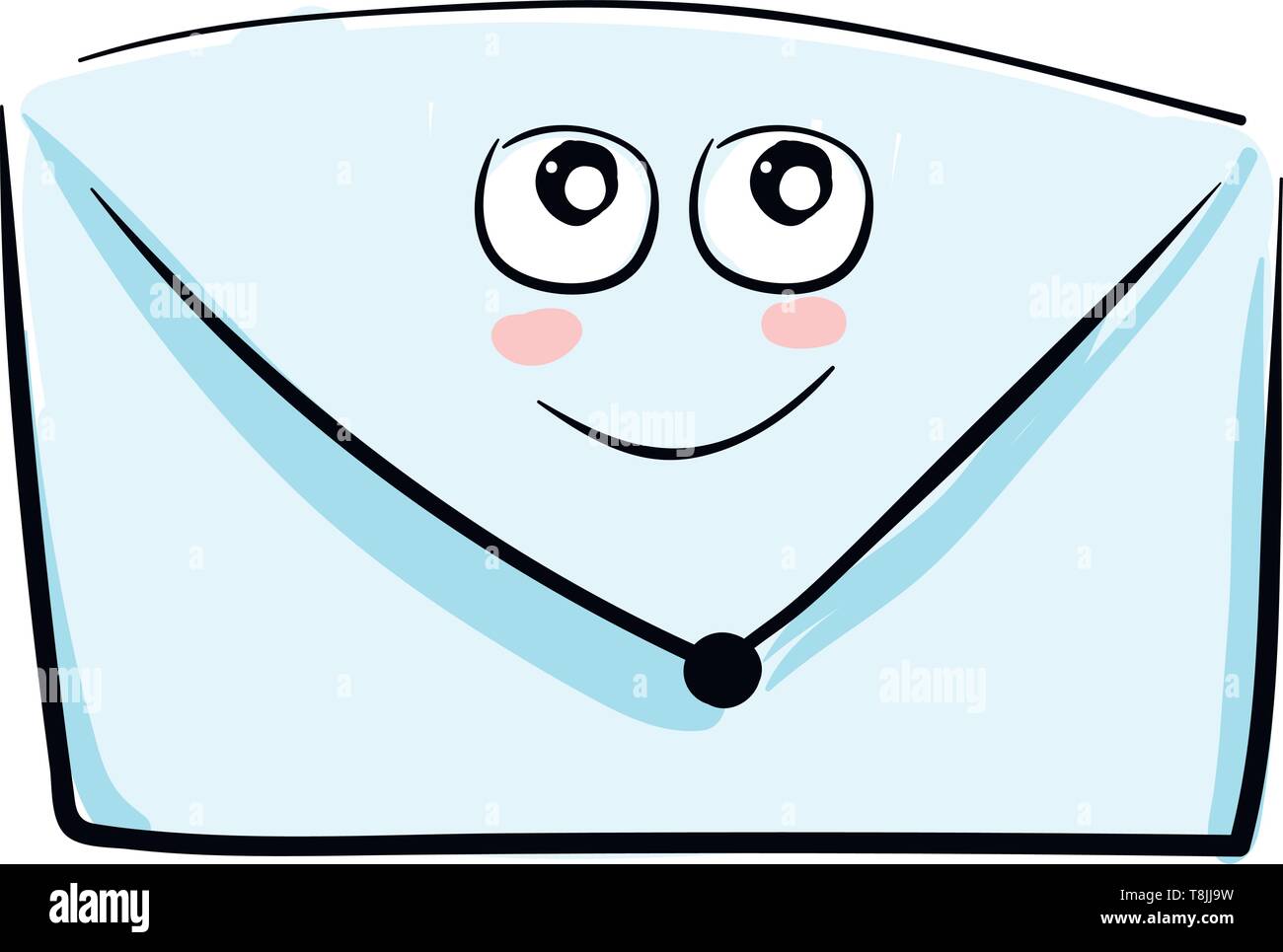 Face of a happy blue envelope with big eyes, smiling, vector, color ...