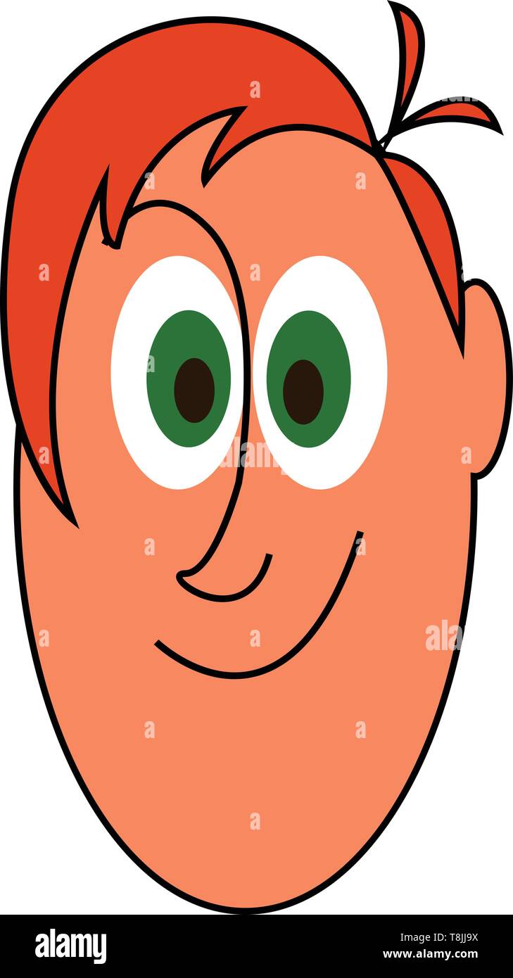Happy face of a man with two big eyes, smiling, red hair, vector, color ...