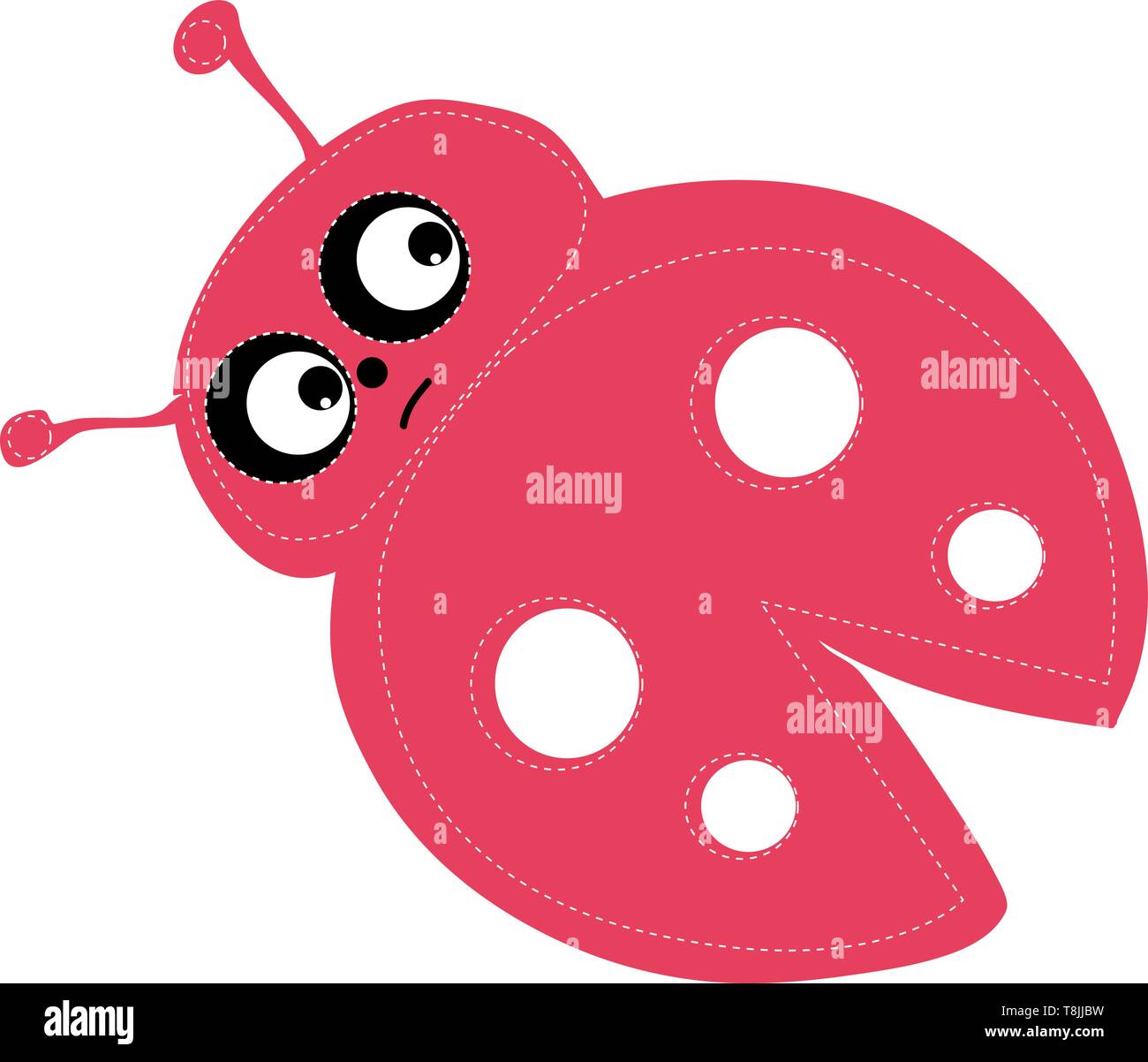 A red insect with big eyes, two antenna, whit white spots, vector ...