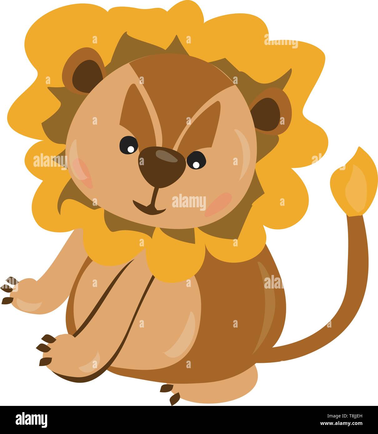 A cute illustration of a small little lion cub, vector, color drawing ...