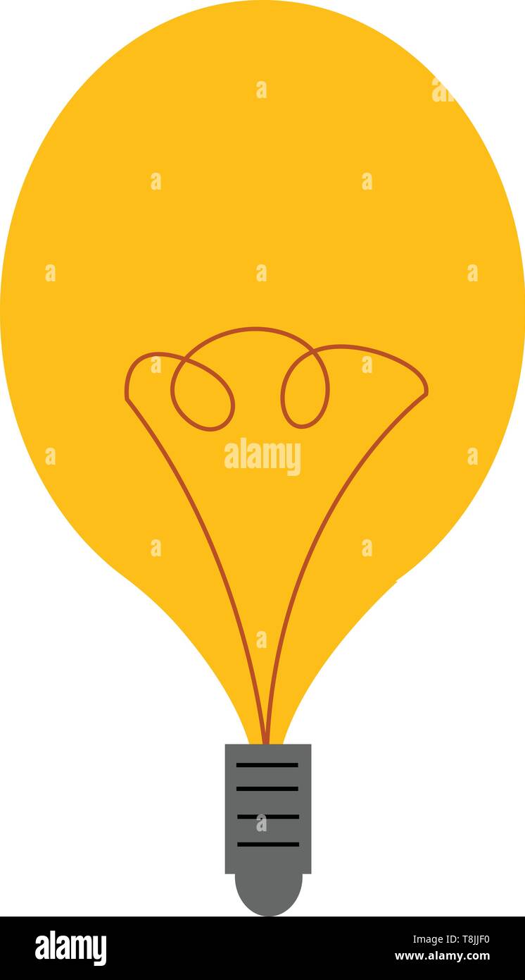 A drawing of a big yellow lightbulb with gray threads, vector, color ...