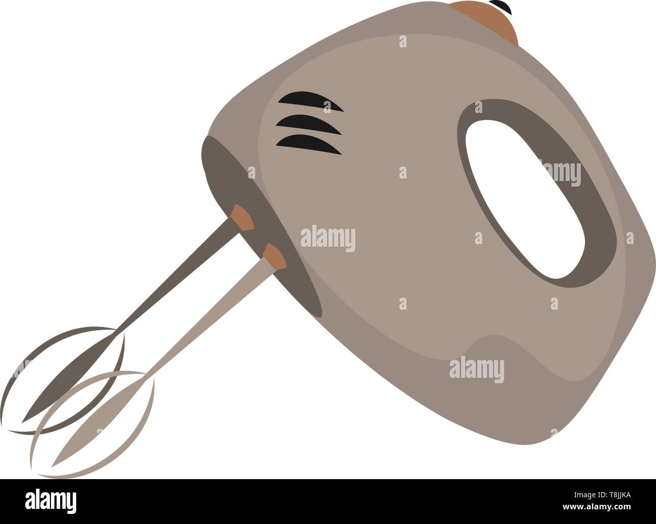 A brown electronic mixer with two hands, vector, color drawing or ...