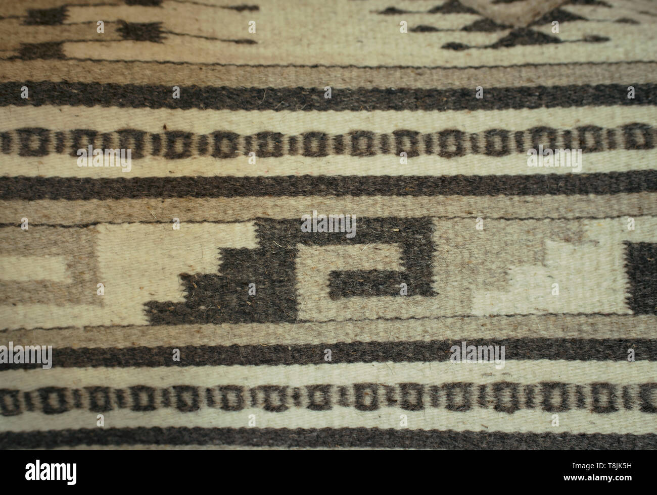 Close-up of Zapotec design on woven rug. This geometric spiral ...