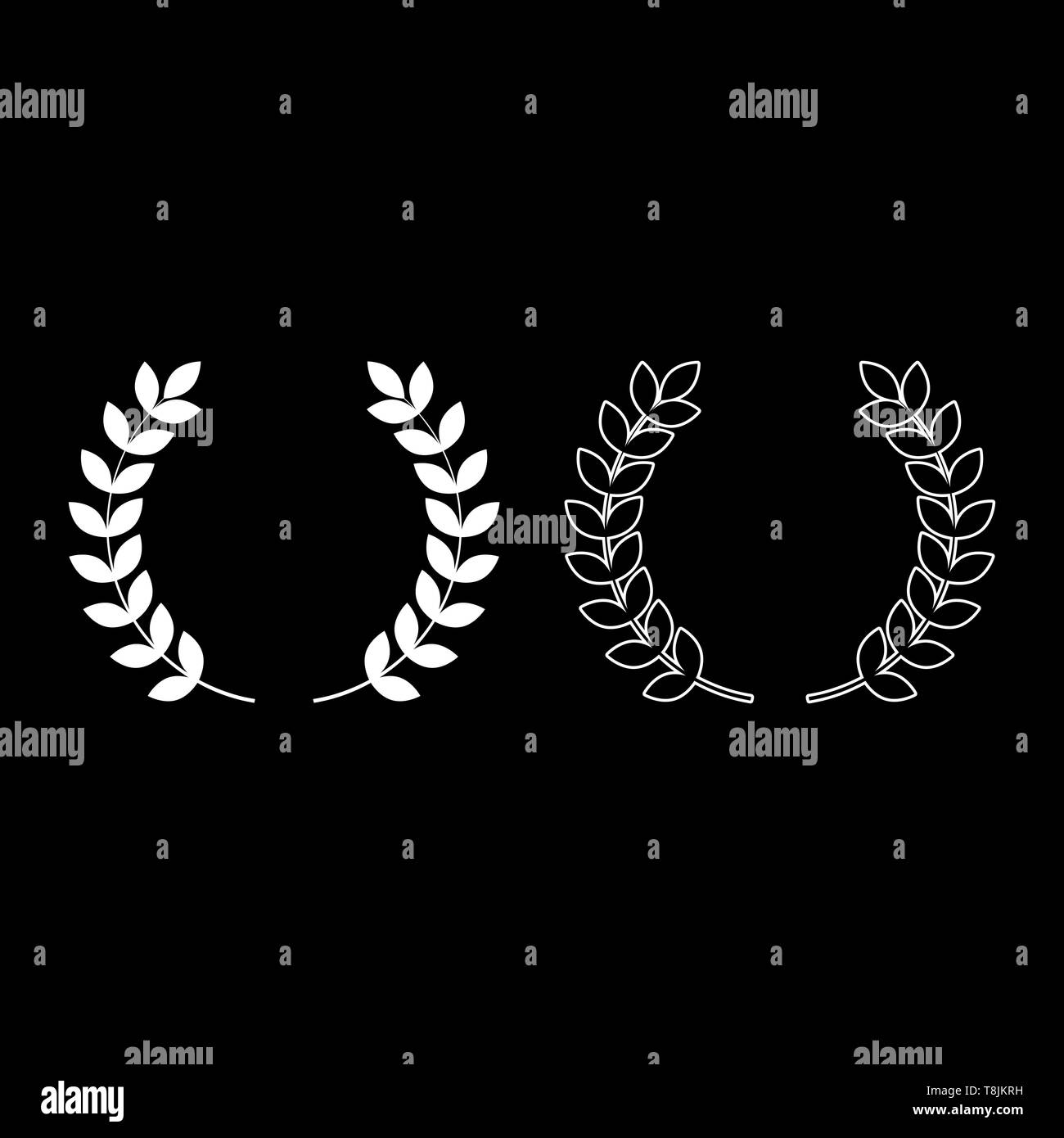 Branch of winner Laurel wreaths Symbol of victory icon outline set ...