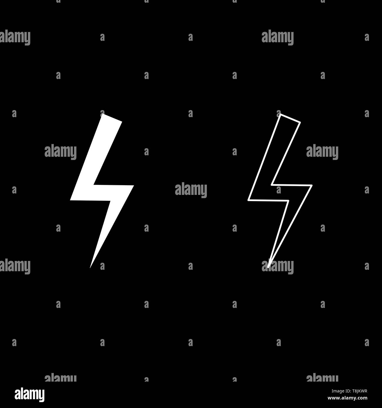 Lightning bolt Electric power Flash thunderbolt icon outline set white ...