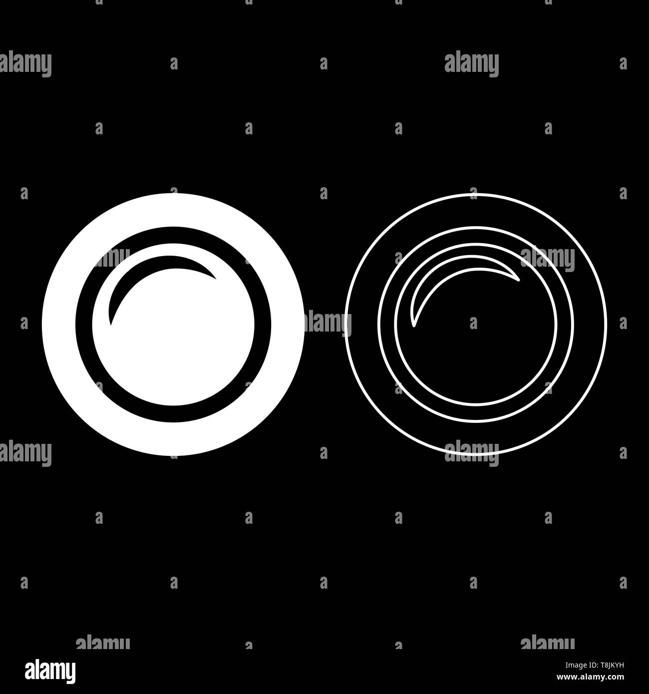 Camera lens photo equipment icon outline set white color vector ...