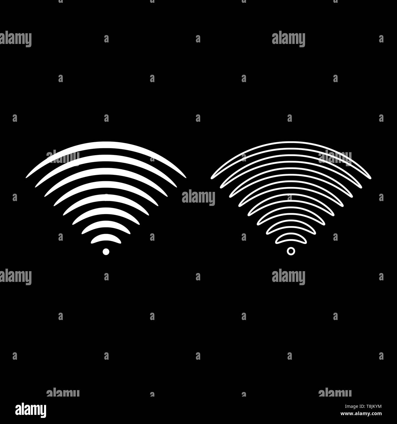 Radio wave Sound signal One dirrection Transmitter icon outline set ... Radio wave Sound signal One dirrection Transmitter icon outline set ...