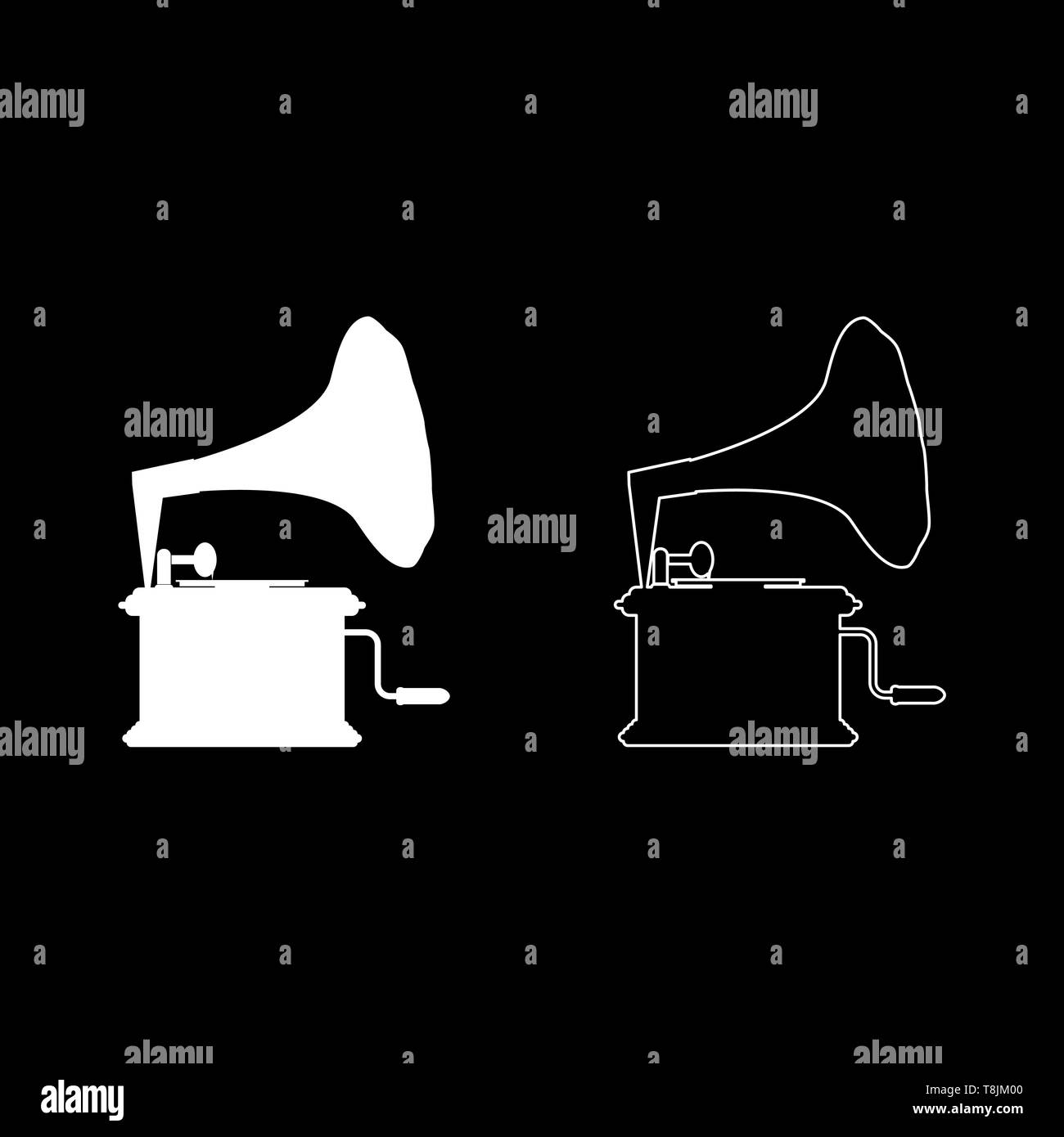 Phonograph Gramophone vintage Turntable for vinyl records icon outline ...