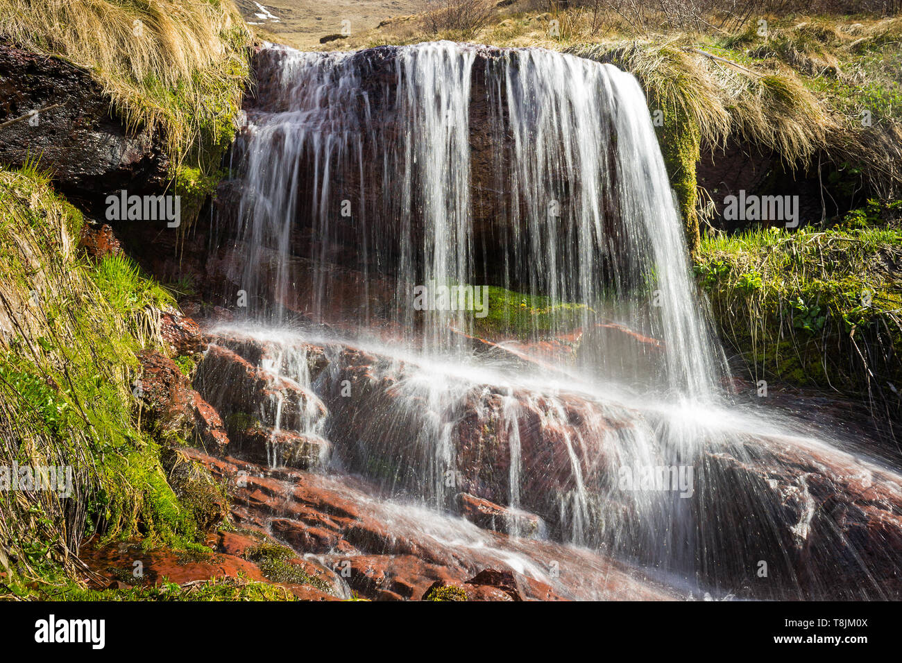 Cascades of powerful Monk's jump waterfall, the tallest in Serbia ...