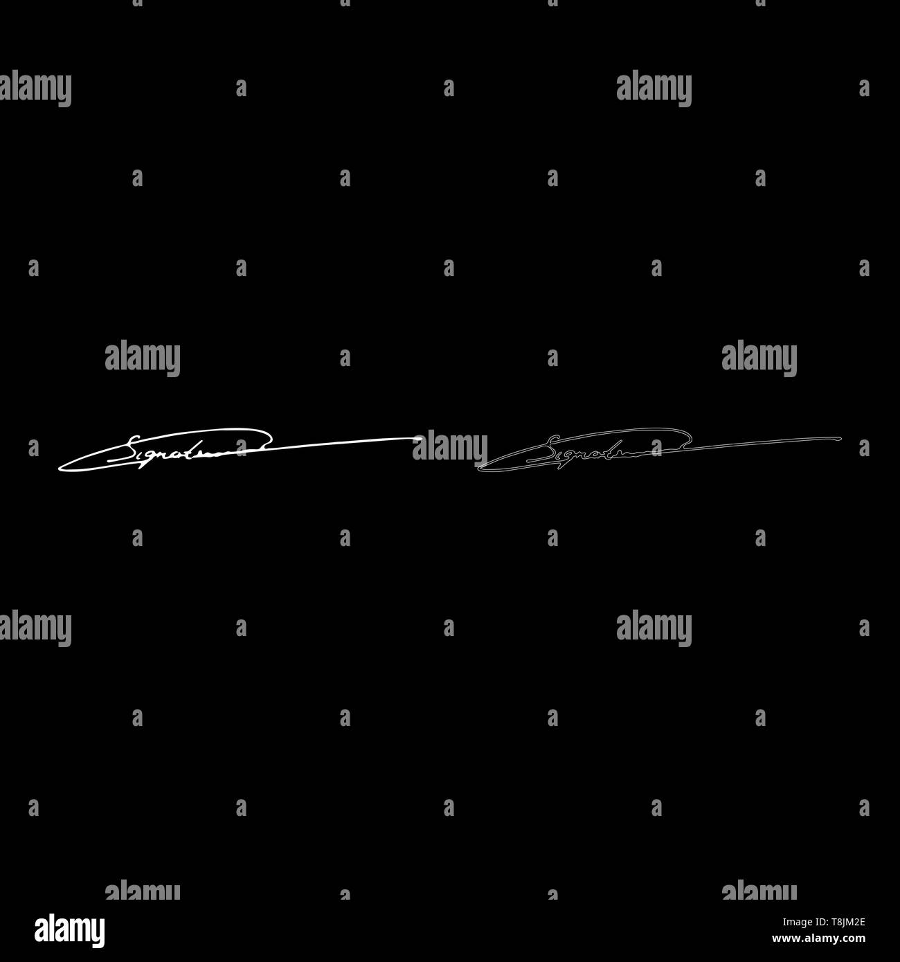 Signature handwriting icon outline set white color vector illustration ...