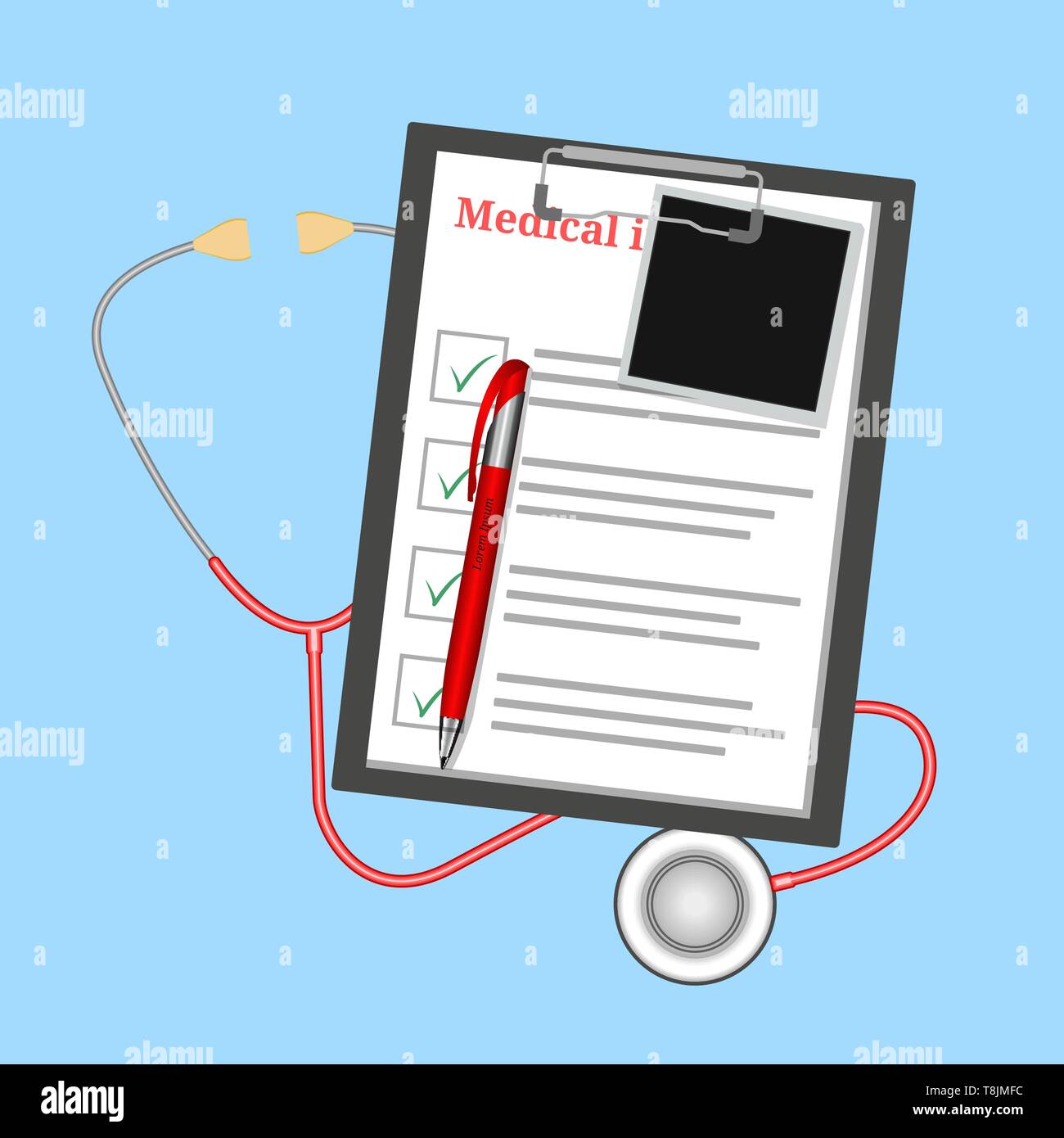 Health insurance form. Vector illustration document clinical record ...