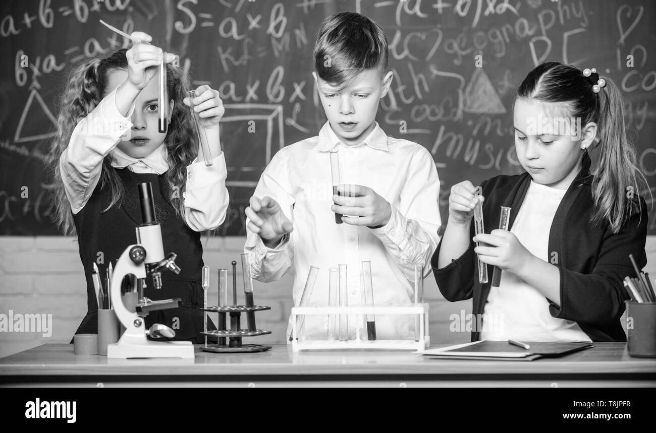 Studying hard. Lab microscope. childrens day. Chemistry microscope ...