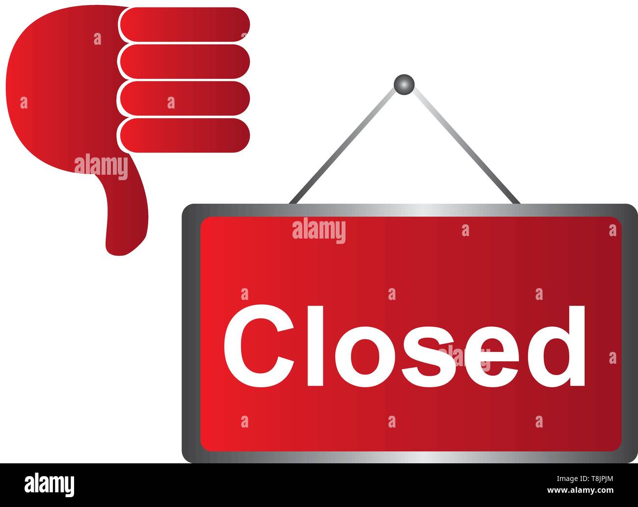 red closed sign wirh hand isolated over white background vector Stock ...