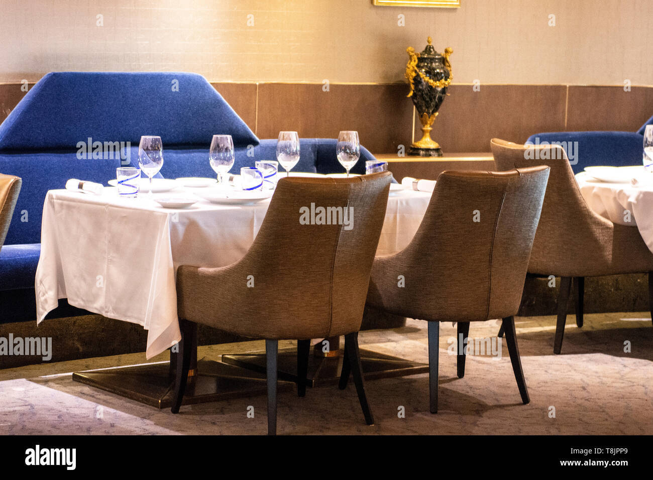 A formal dinner ware setup on a cruise ship, Hawaii, USA Stock Photo ...