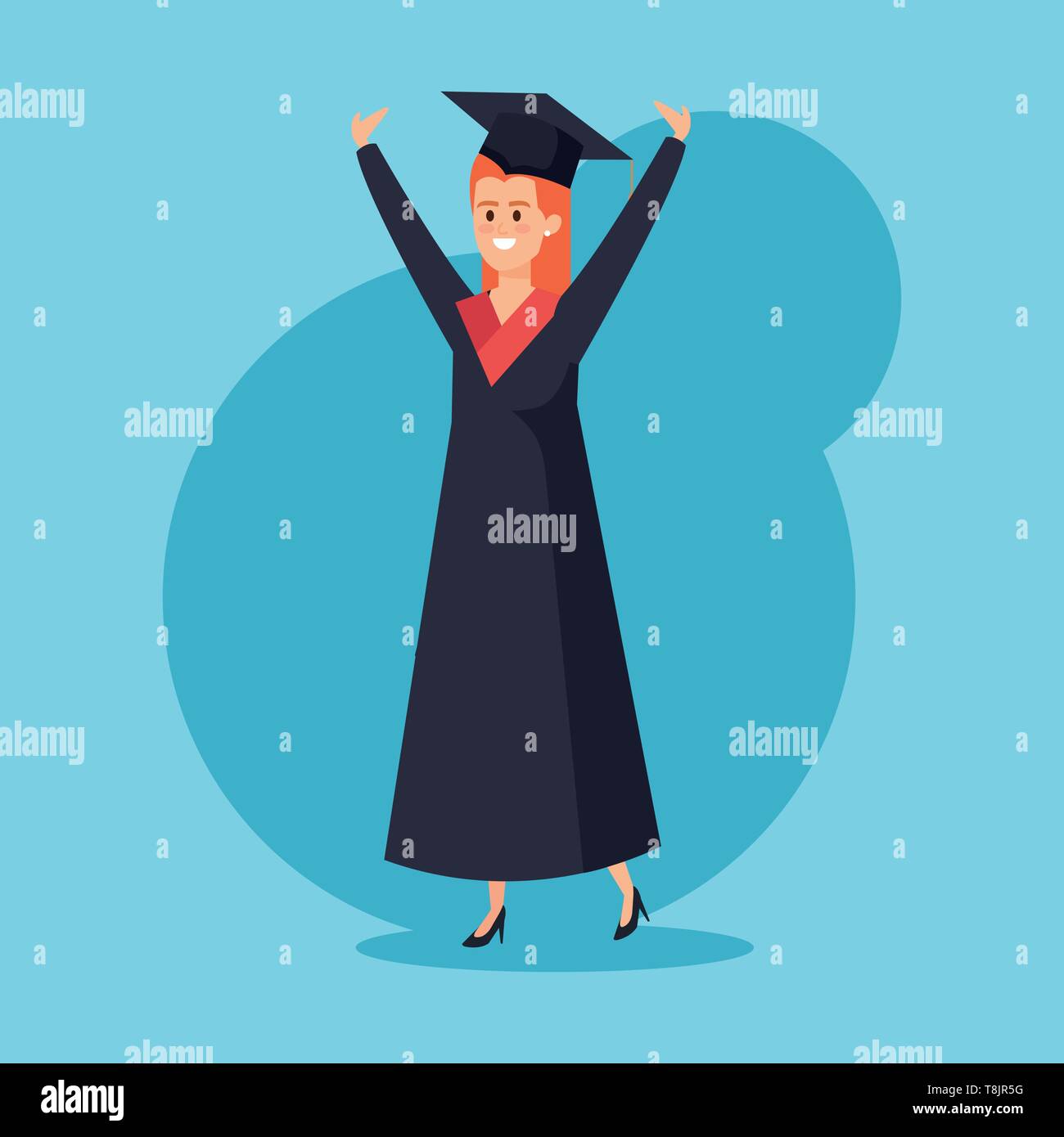 happy woman graduation with rope and cap Stock Vector Image & Art - Alamy