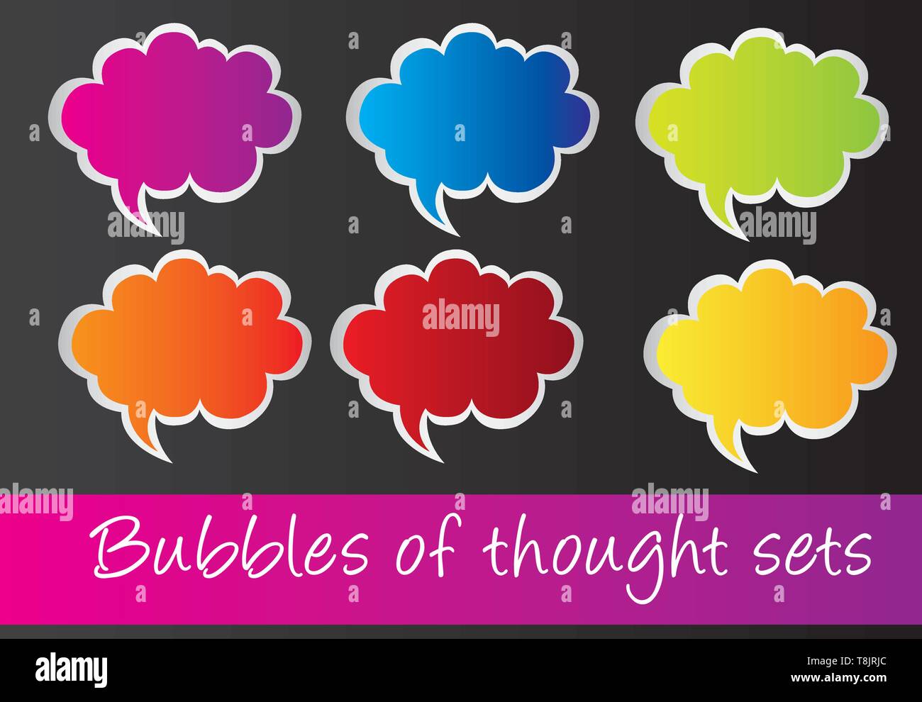 colorful thoought bubbles isolated over black background vector Stock ...