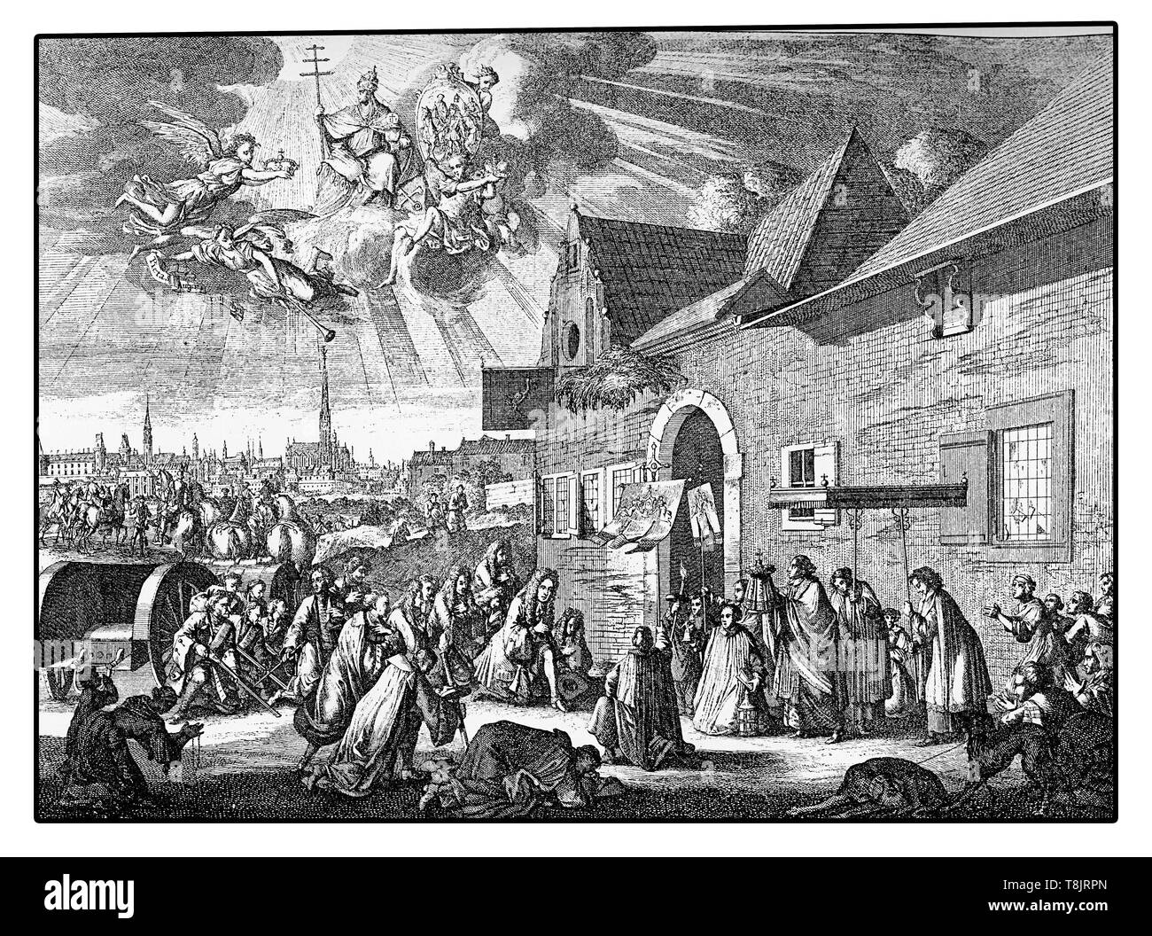 Joseph I Holy Roman Emperor kneels in front of a religious procession ...