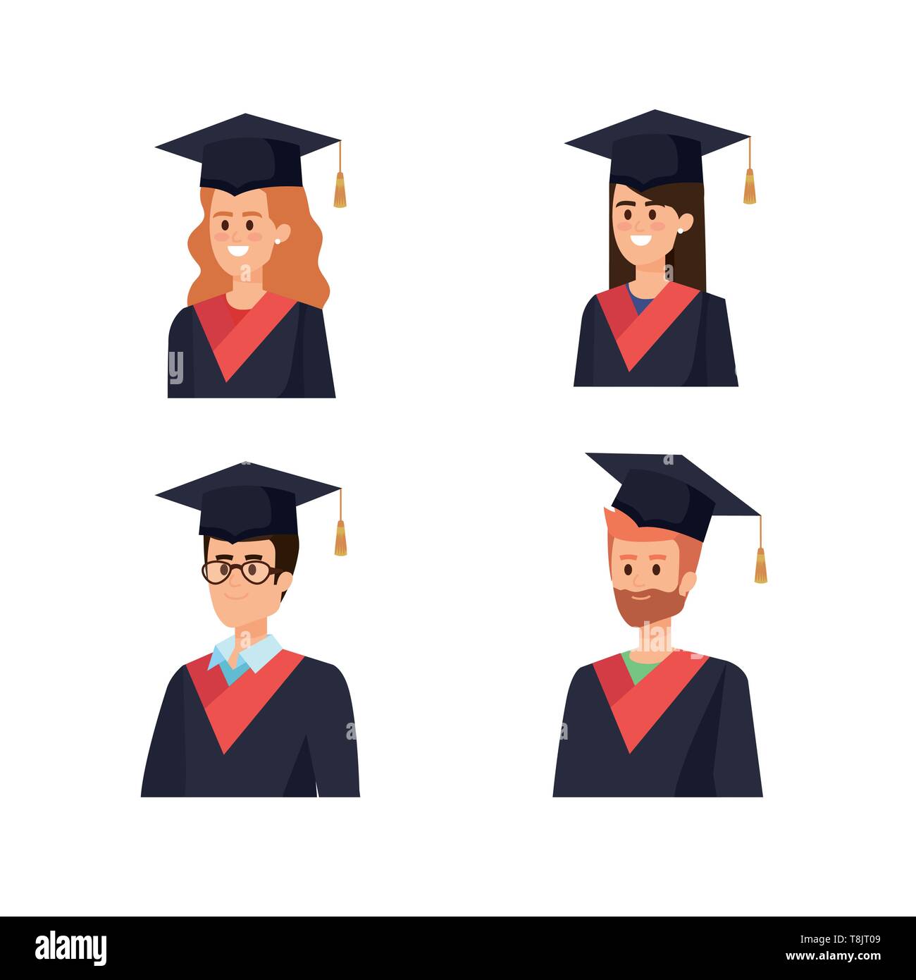 Graduation cap students friends Stock Vector Images - Alamy