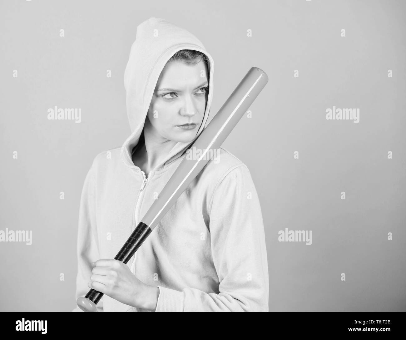 Sport equipment. Athletic fitness. woman workout with baseball bat ...