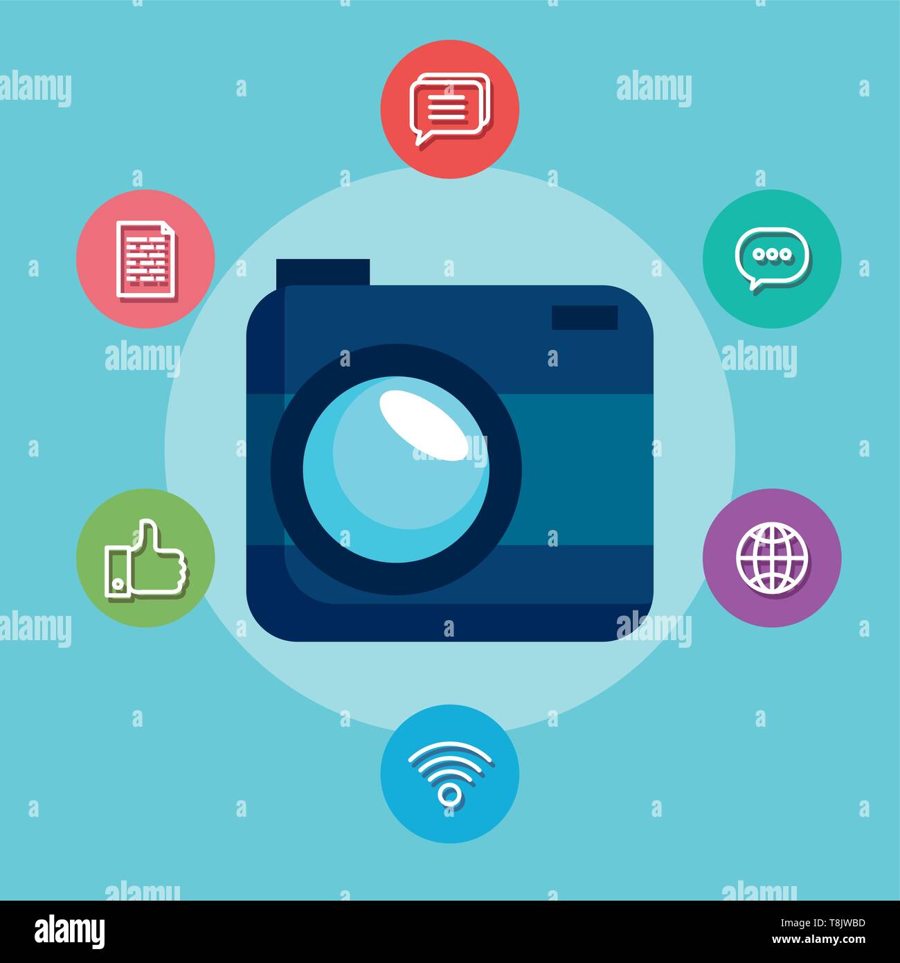 digital camera technology with social media Stock Vector Image & Art ...