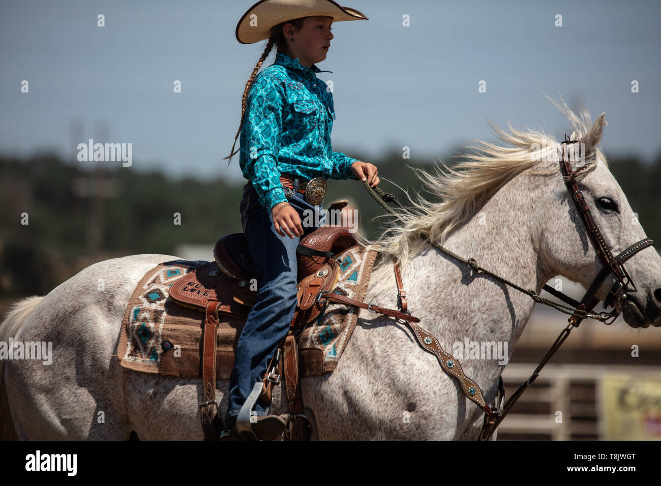 Rodeo action at the Cottonwood Rodeo in Northern California Stock Photo ...
