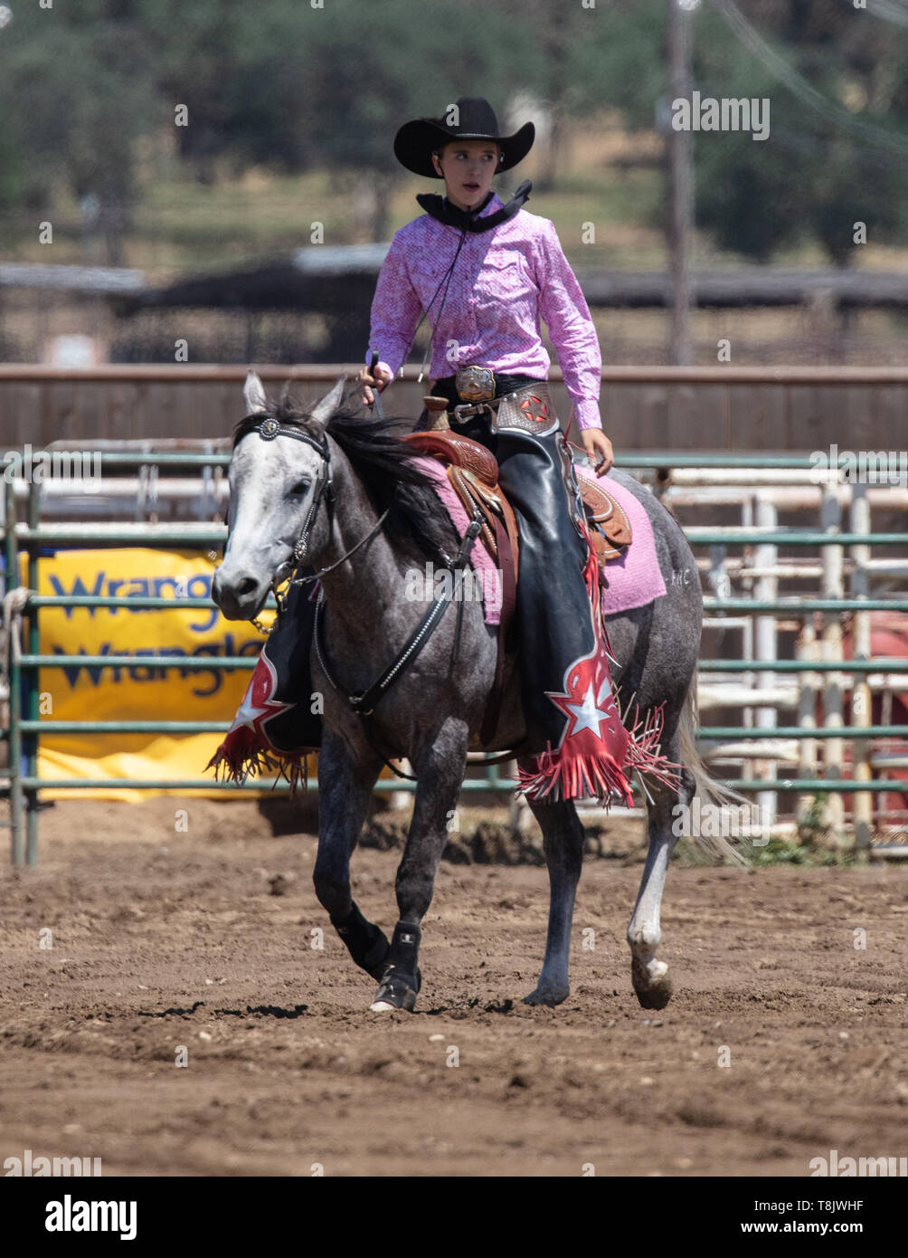 Rodeo action at the Cottonwood Rodeo in Northern California Stock Photo ...