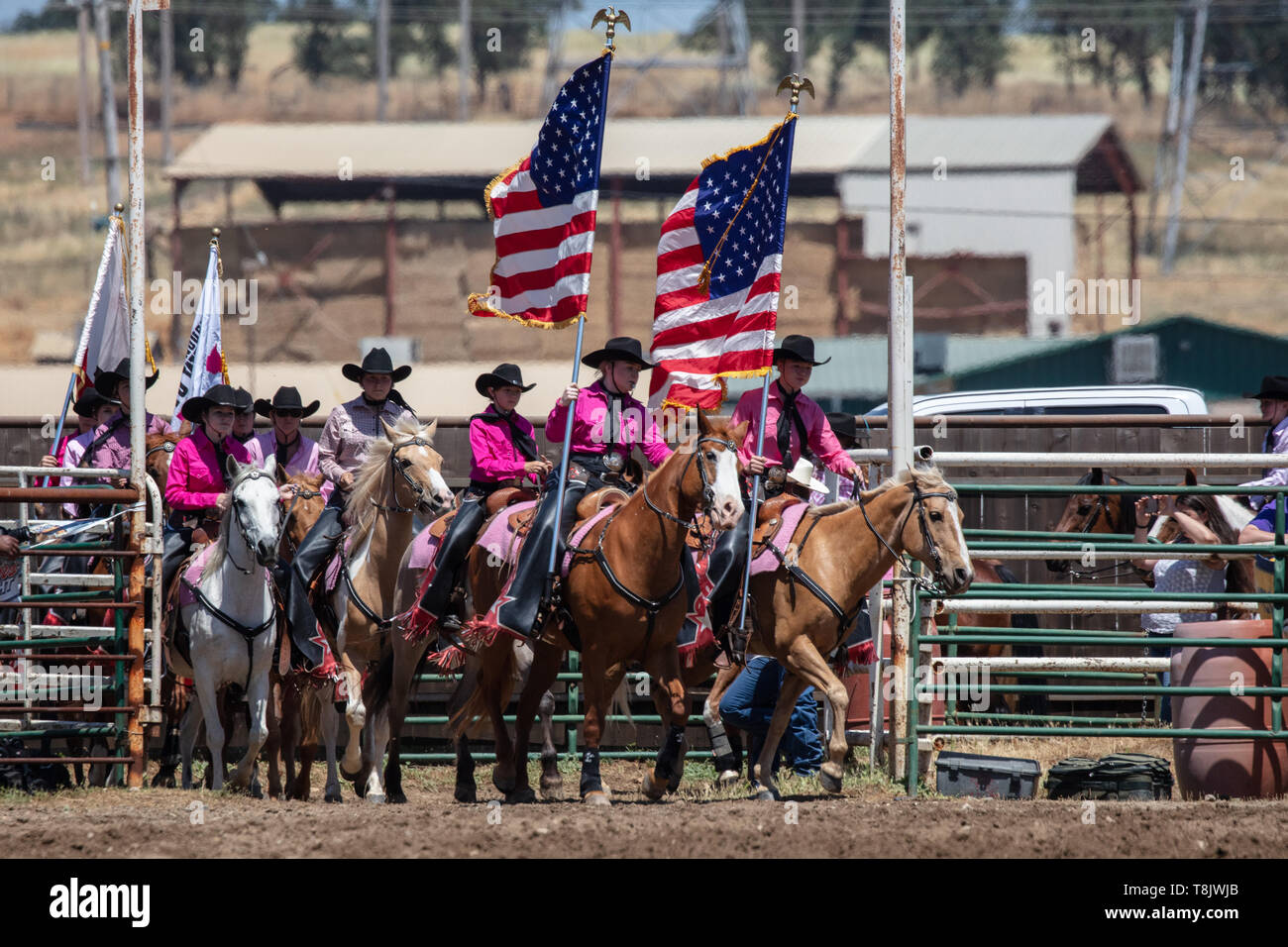 Rodeo action at the Cottonwood Rodeo in Northern California Stock Photo ...