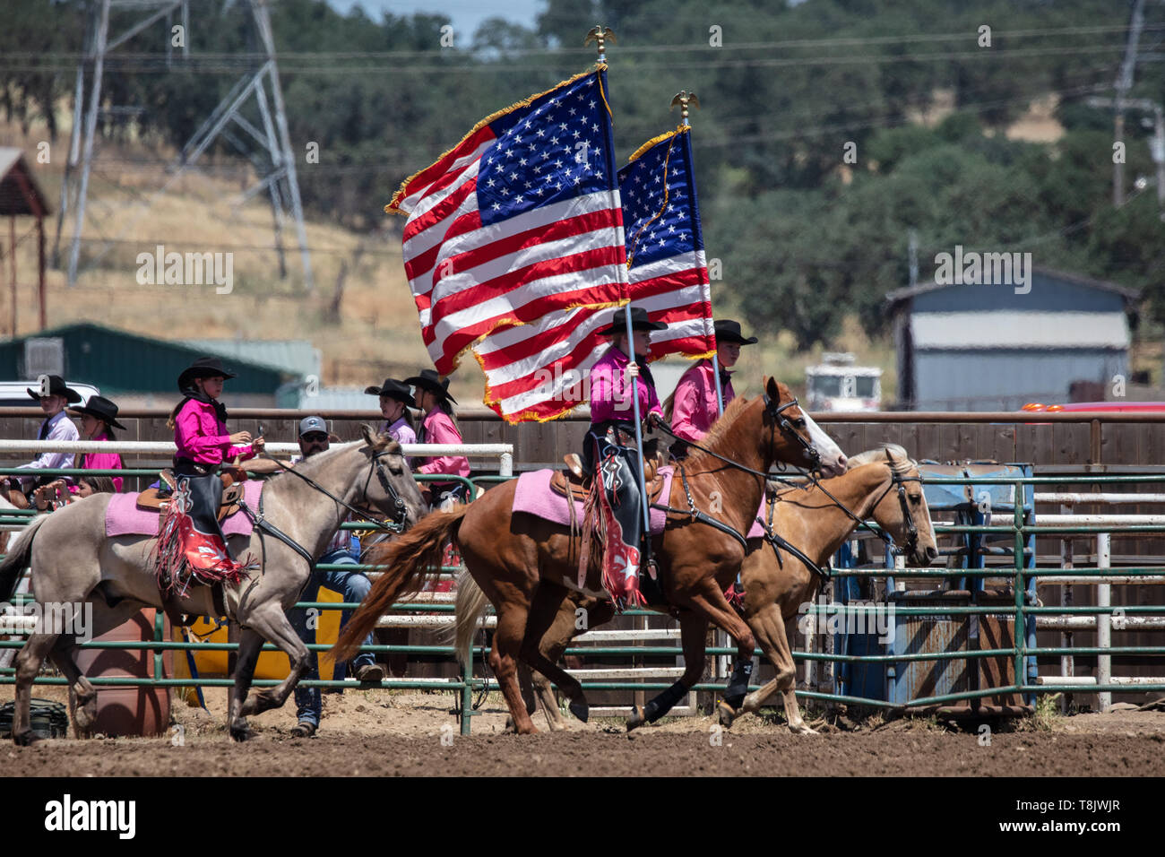 Rodeo action at the Cottonwood Rodeo in Northern California Stock Photo ...