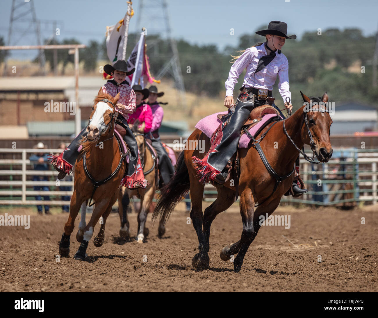 Rodeo action at the Cottonwood Rodeo in Northern California Stock Photo ...