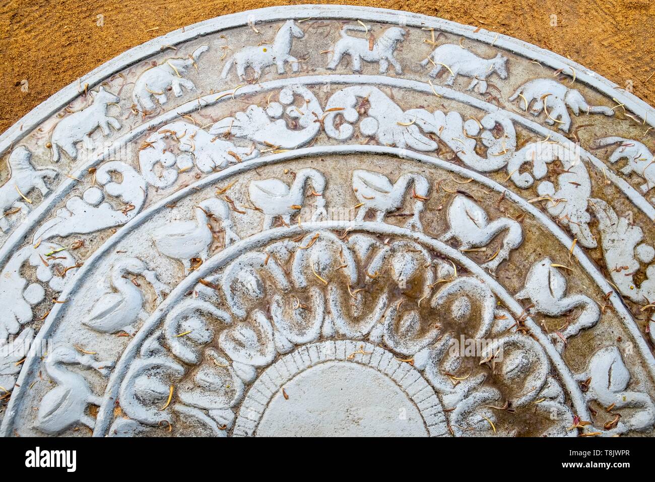 Sri Lanka, Central province, Kandy, a World Heritage Site, moonstone of ...