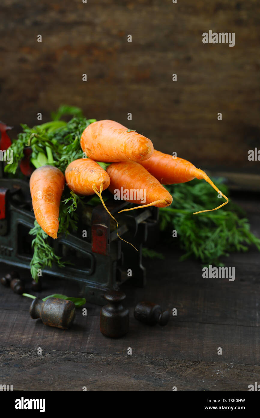 natural organic carrots, rustic style Stock Photo - Alamy