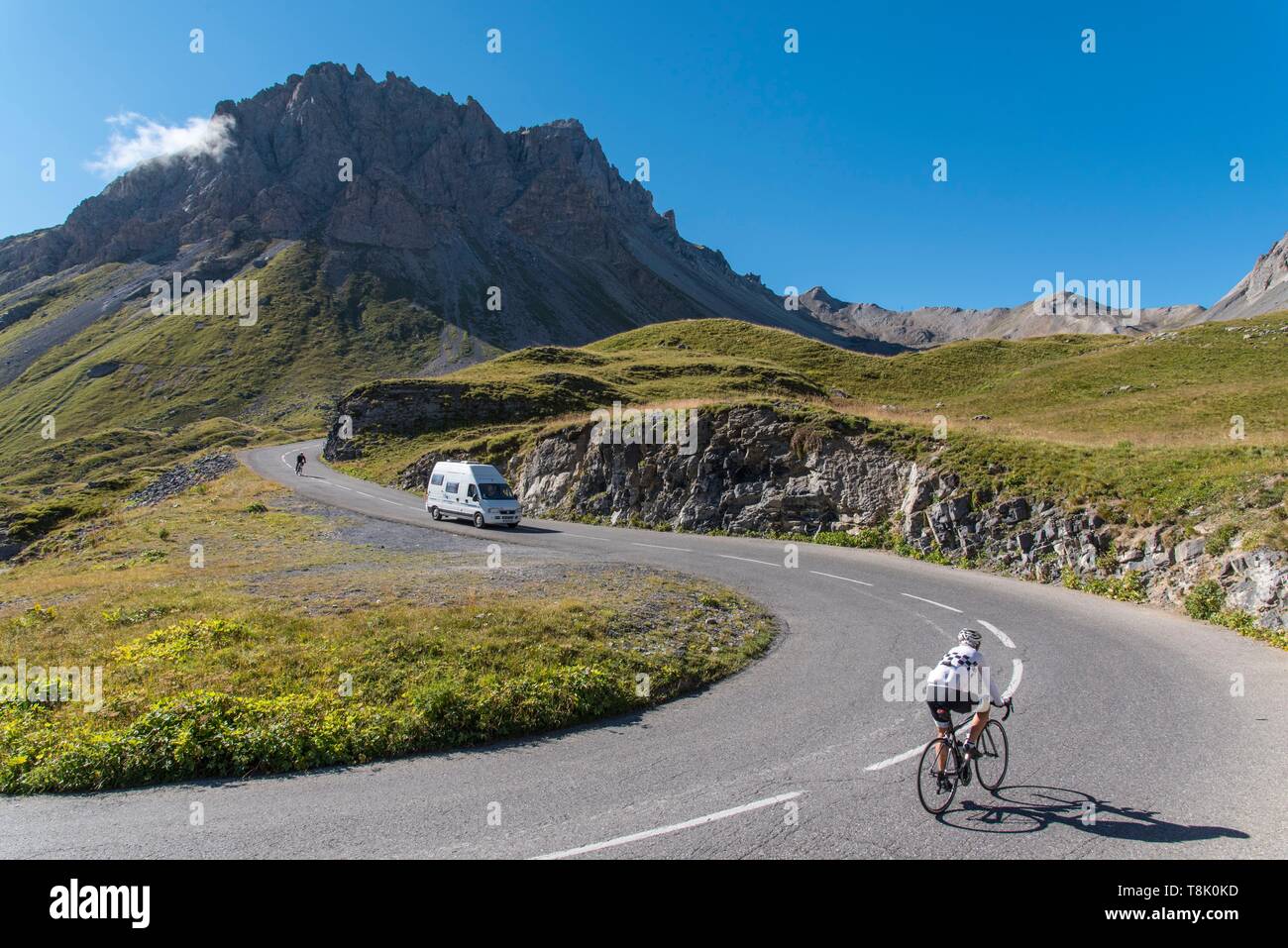 France, Savoie, Valloire, massif des Cerces, cycling ascension of the ...