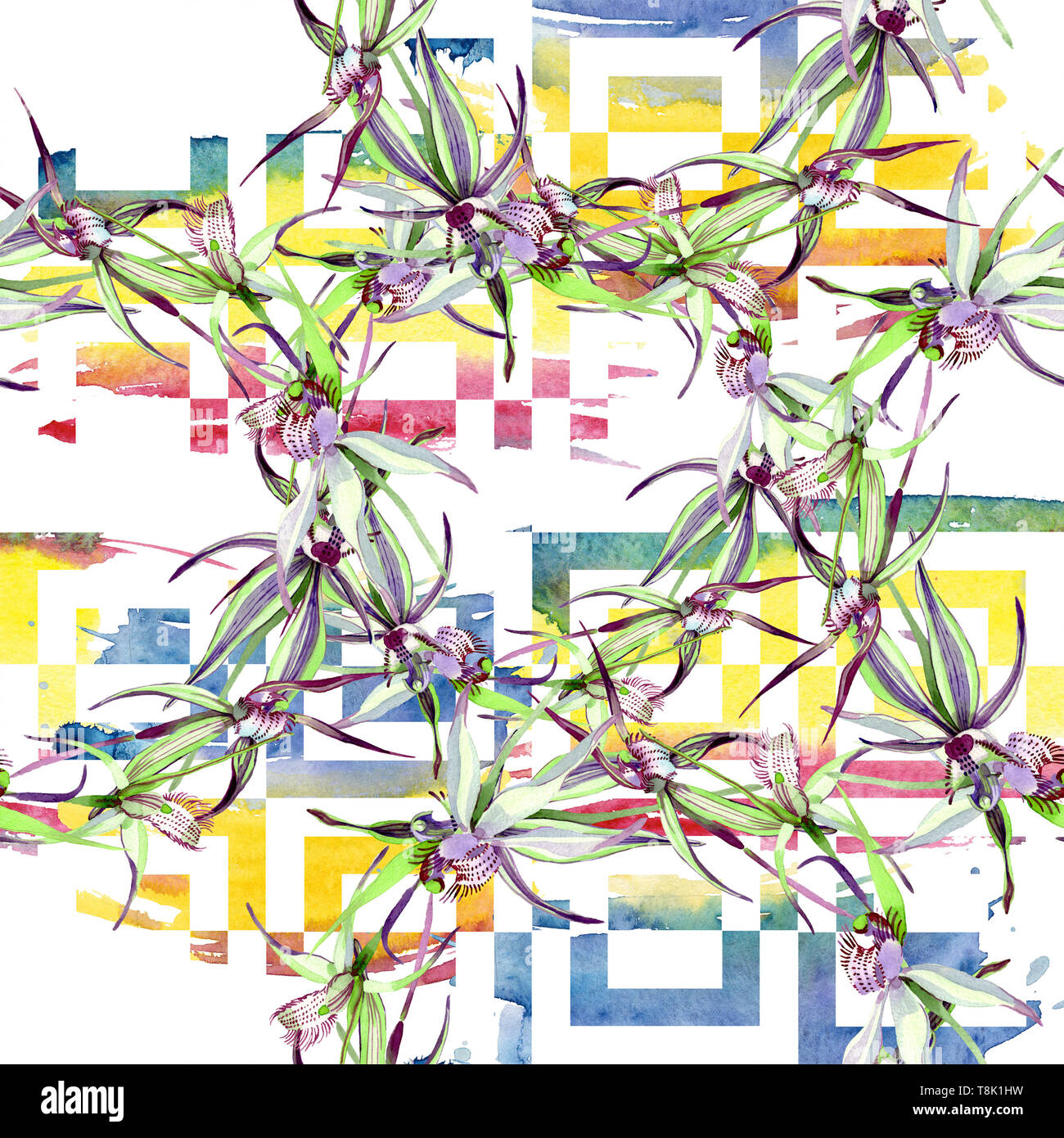 Wild orchid floral botanical flowers. Watercolor background ...