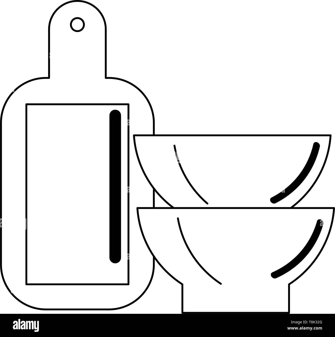 Cooking utensils kitchen ingredients Black and White Stock Photos ...