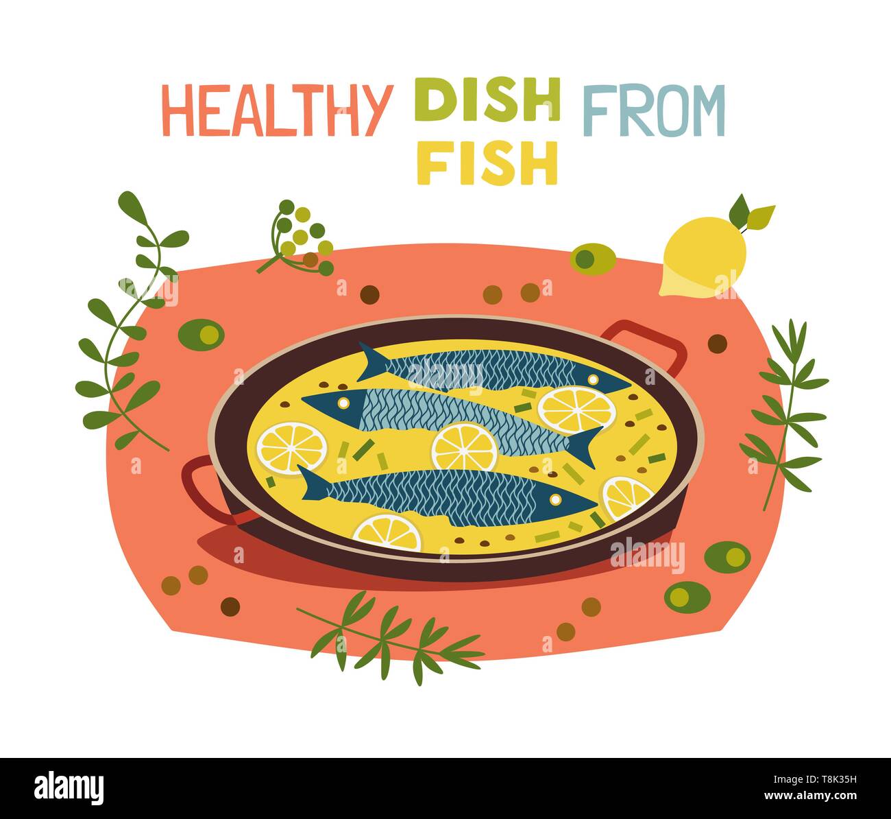 Flat hand drawn vector fish cooking Stock Vector Image & Art - Alamy