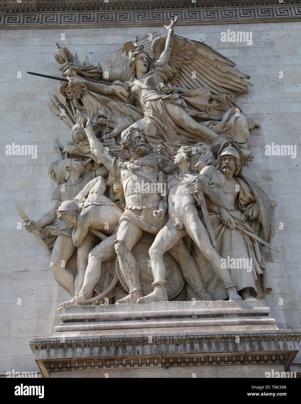 Detail of Statues of Triumphal Arch on champs elysees called La ...