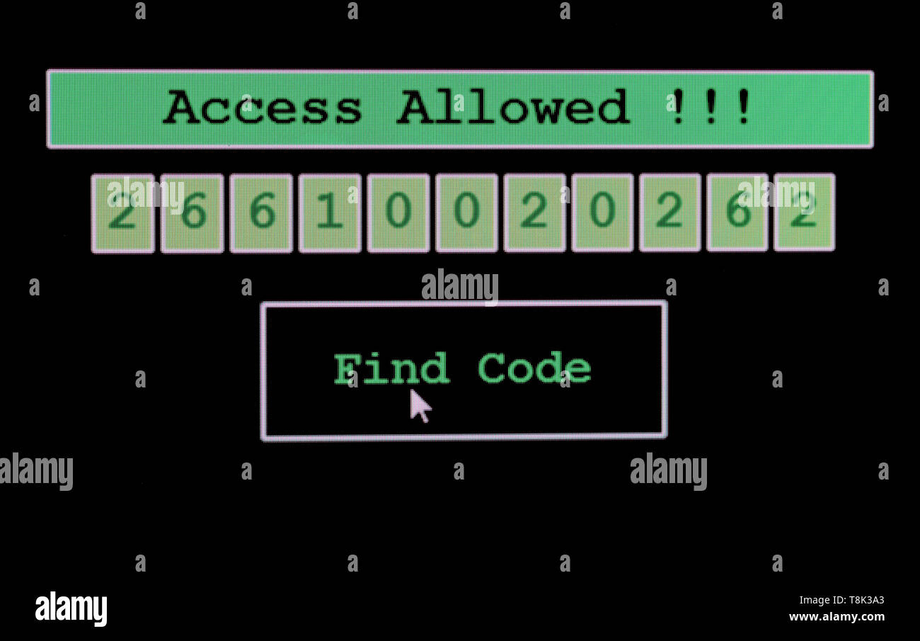 monitor display with text Access Allowed and the numbers of code Stock ...