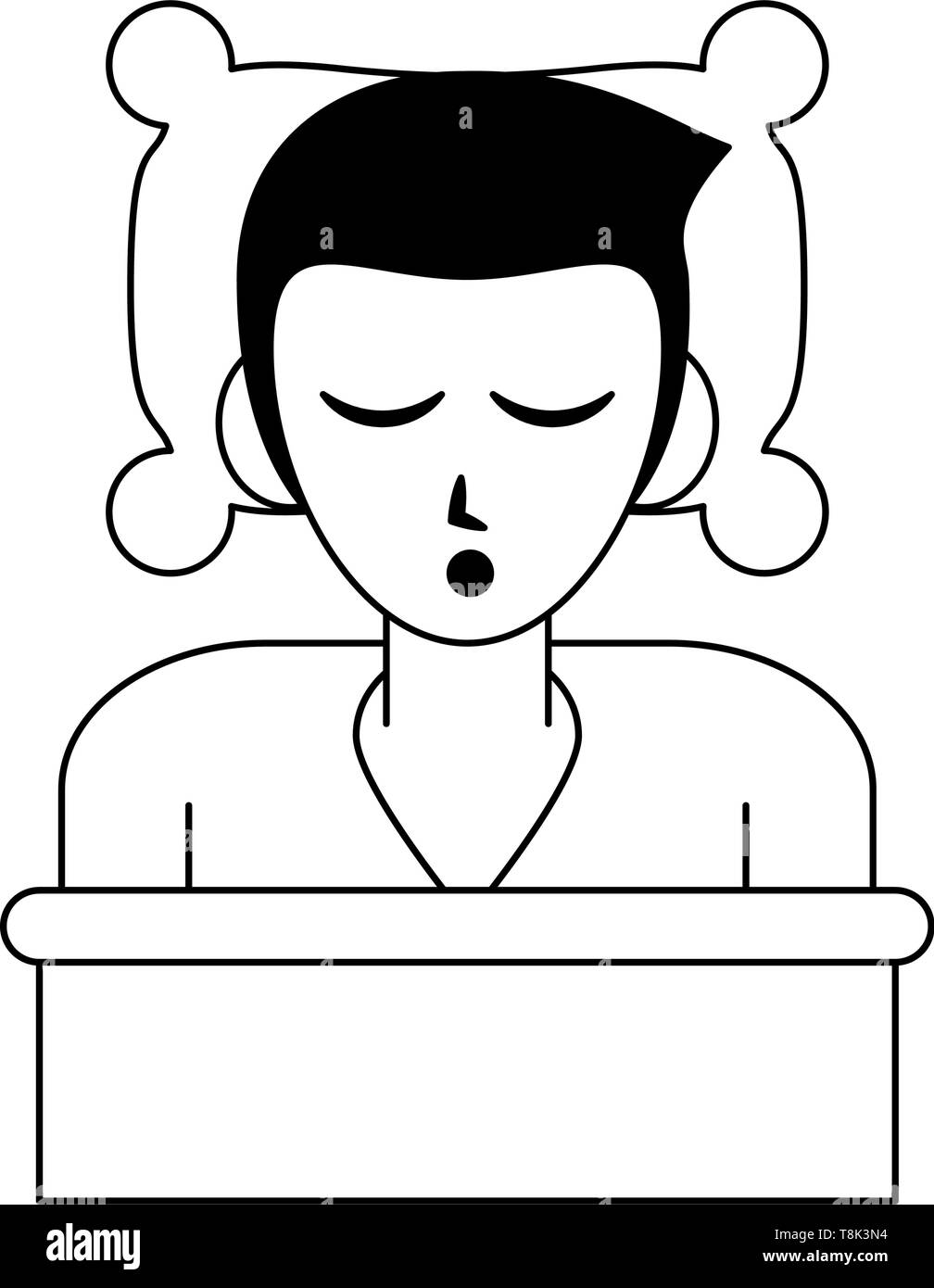 Illustration man lying on bed Black and White Stock Photos & Images - Alamy