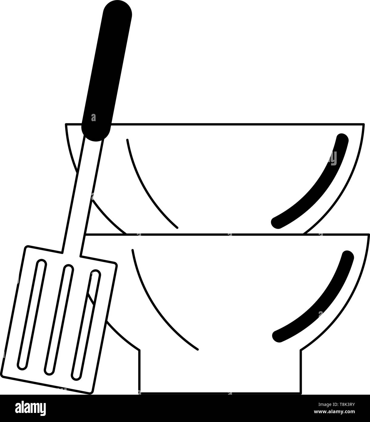 Cooking utensils kitchen ingredients Black and White Stock Photos ...